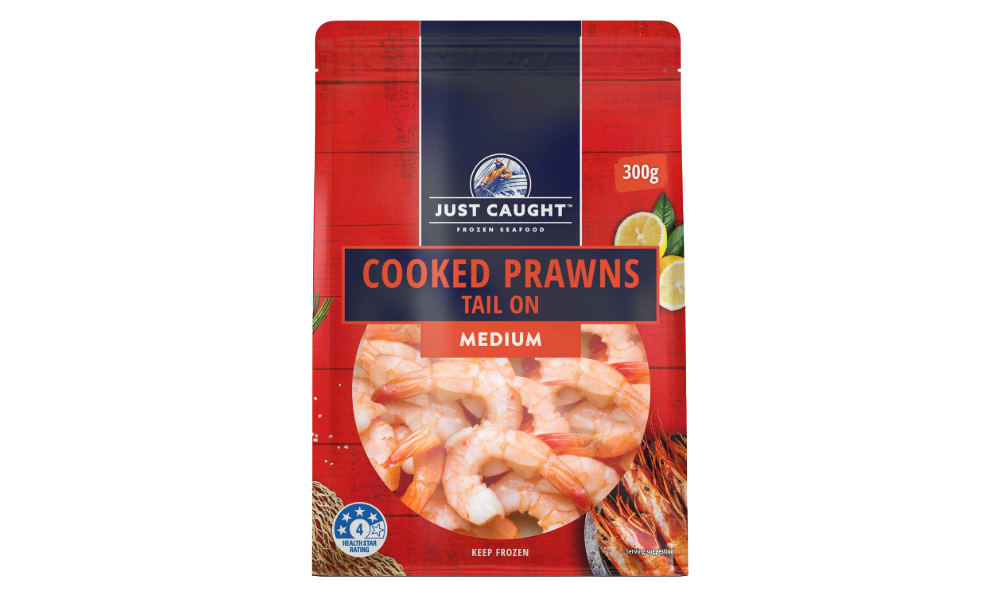 Just Caught Cooked Prawns Tail On - KB Seafood Co
