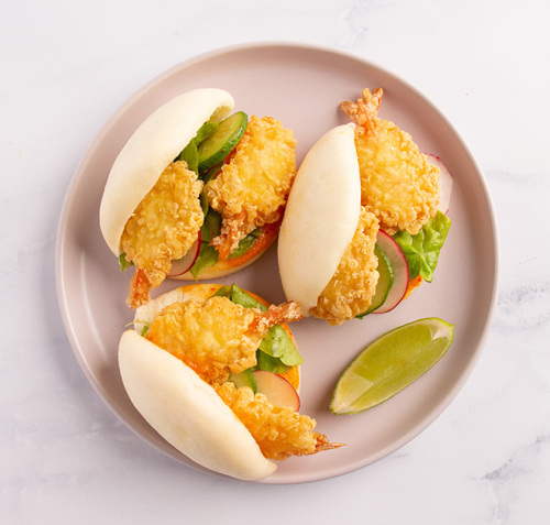 Tempura Prawn Bao Buns with Bang Bang Sauce - KB Seafood Co